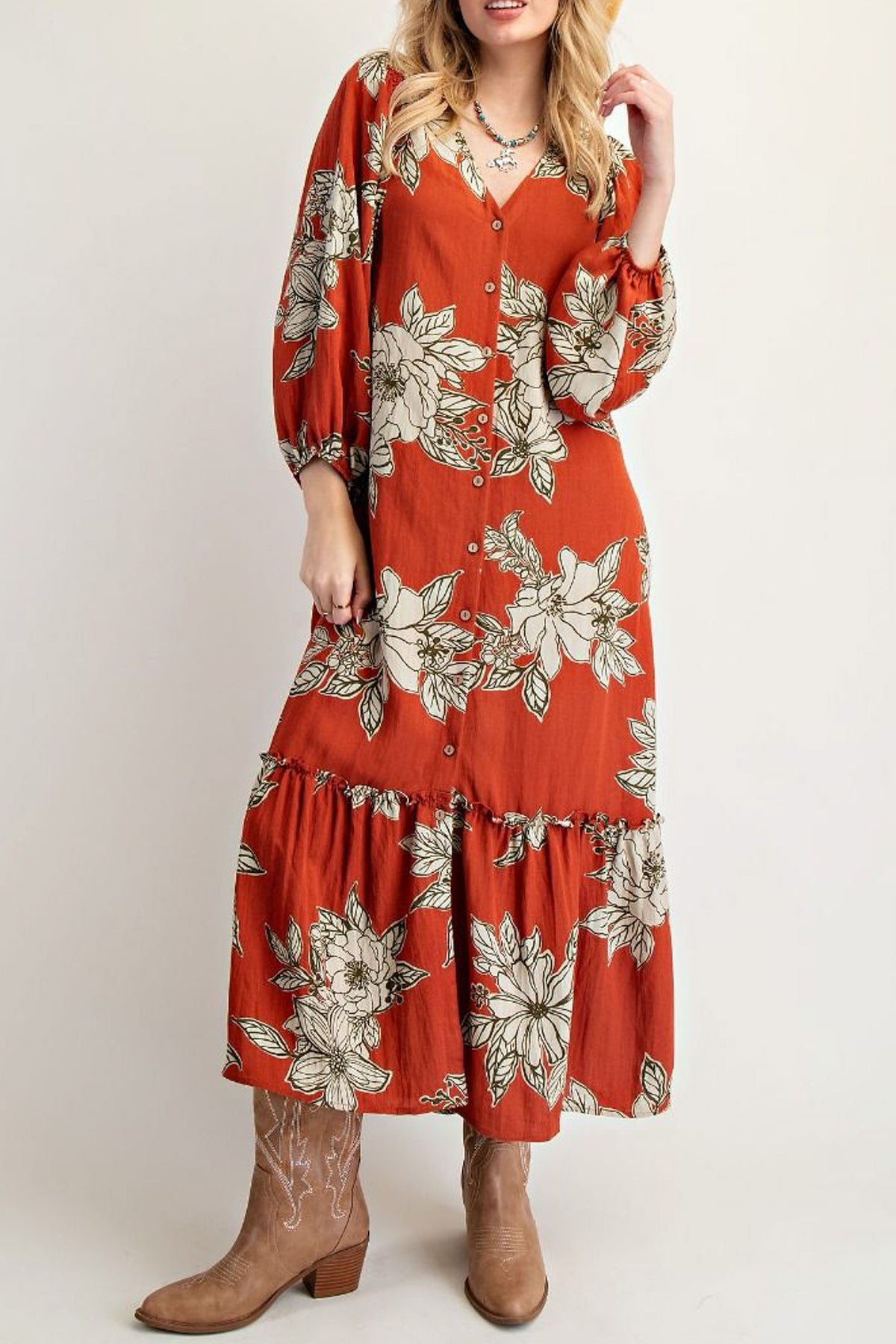 Rust Cillian Floral Maxi Dress *S-L* | Women’s Clothing | Personify ...