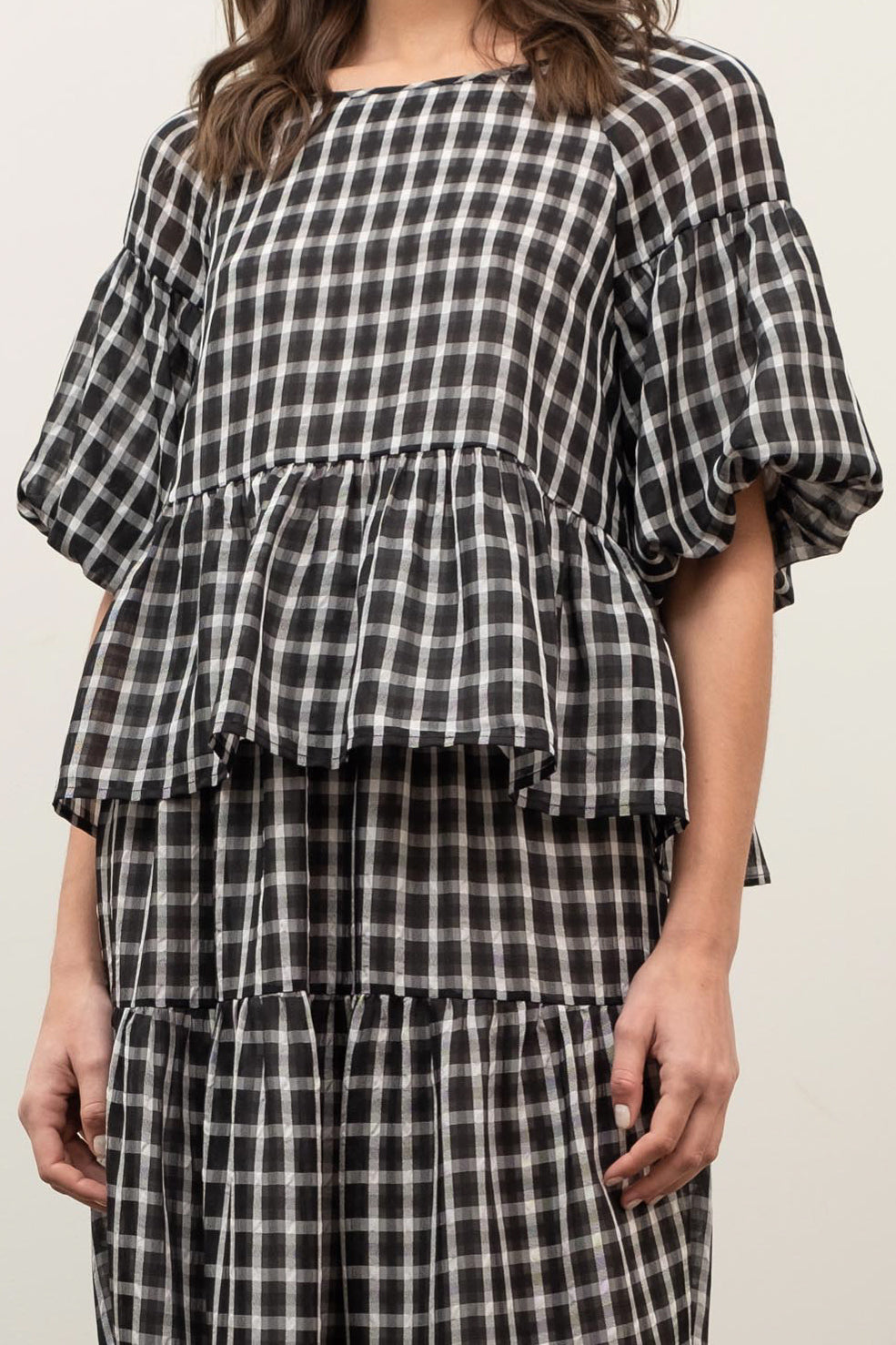 Midnight Gingham Flutter Top | Women's Clothing | Personify – Personify ...